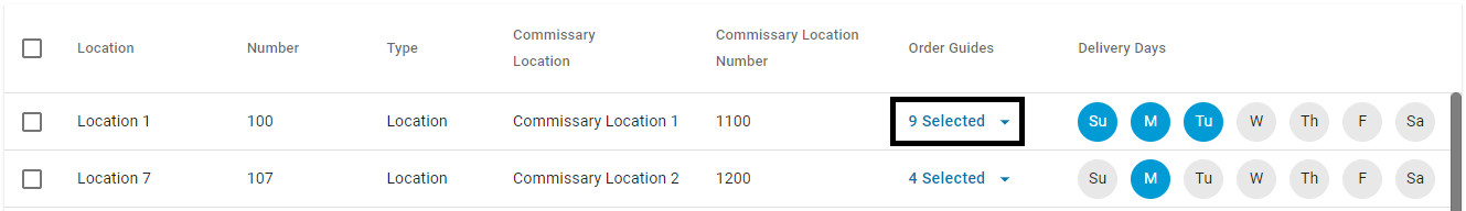 New Commissary: Ordering Locations : Support Center