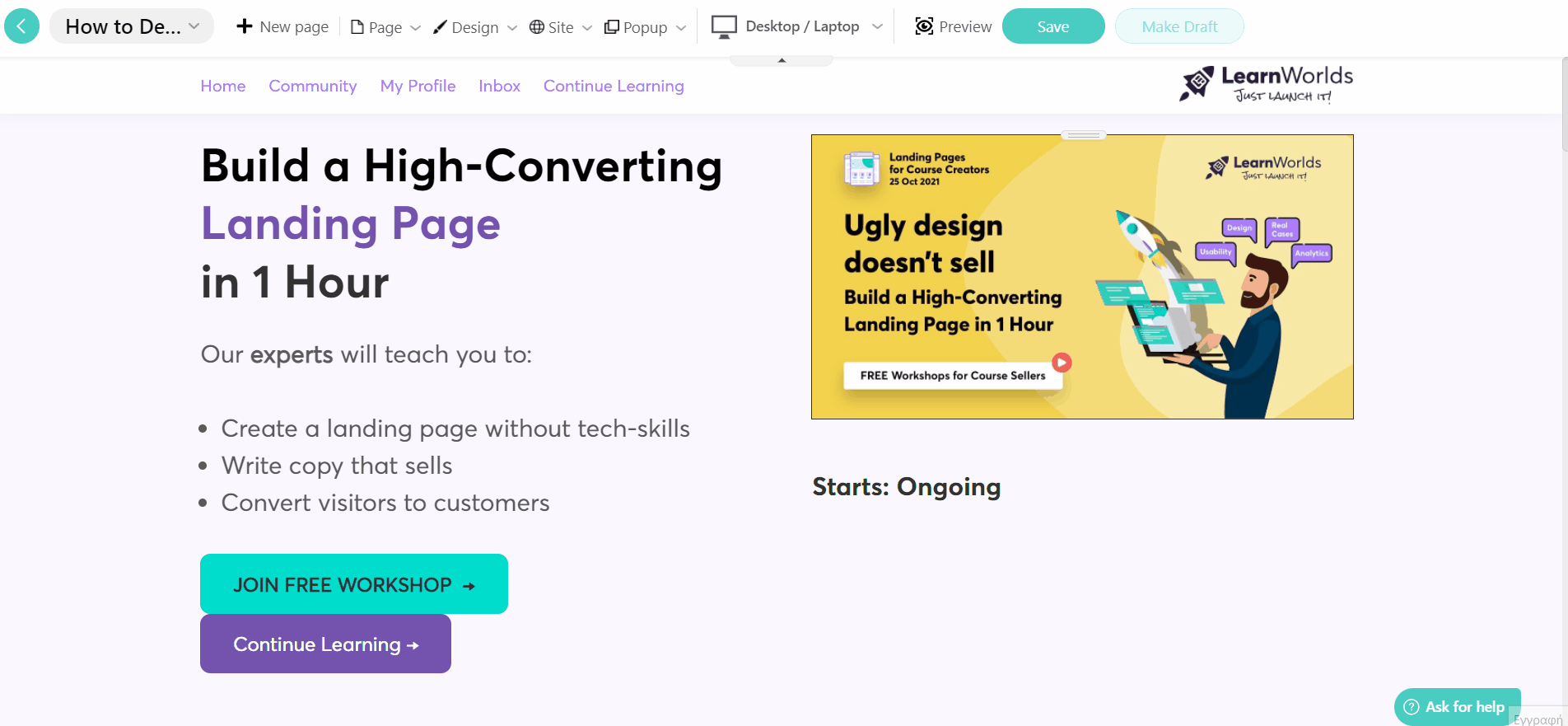 Custom Code Case Examples : LearnWorlds Help Center