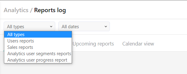 Reports Log page : LearnWorlds Help Center