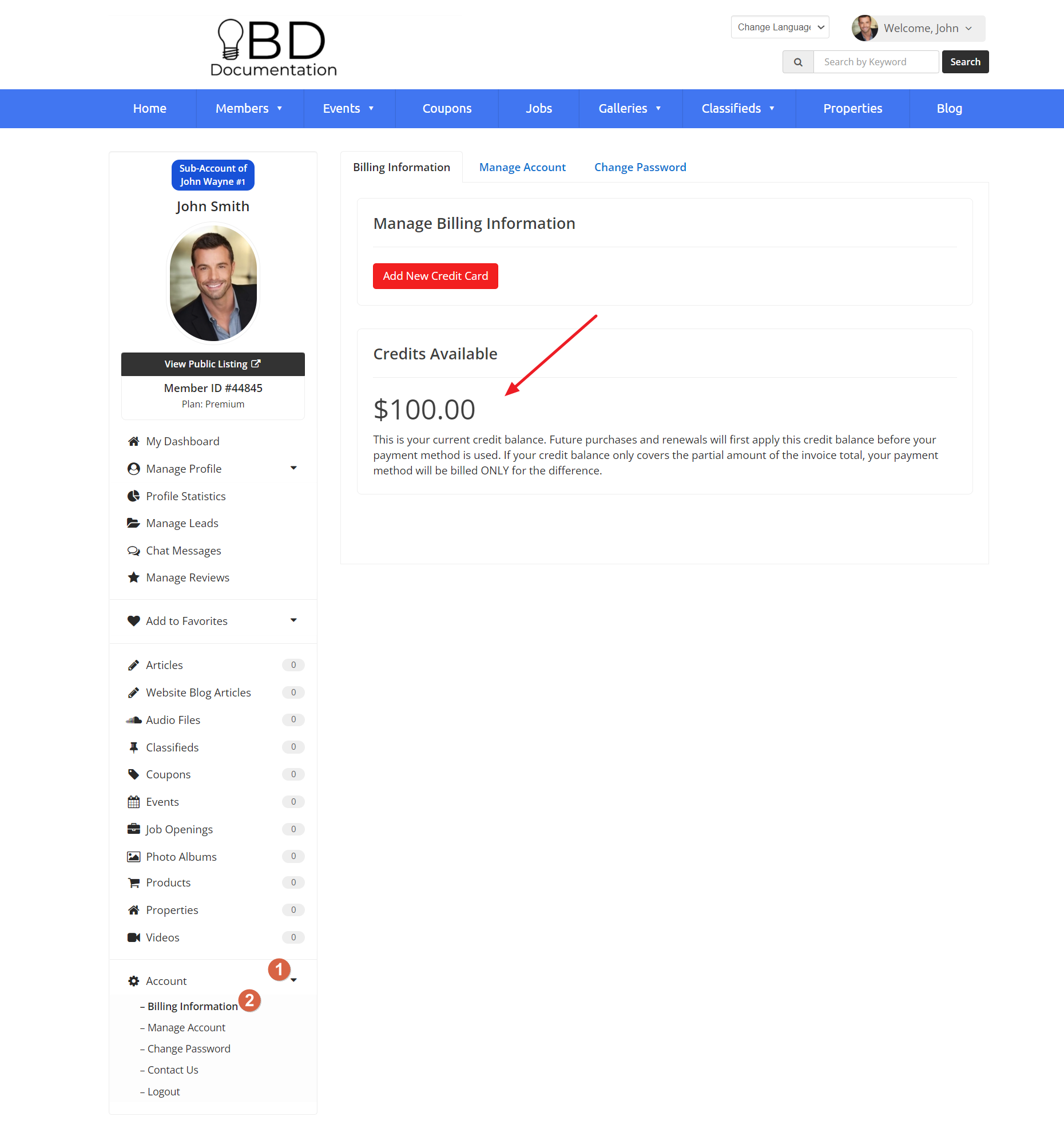 Member Credits System | Brilliant Directories Documentation | BD Support