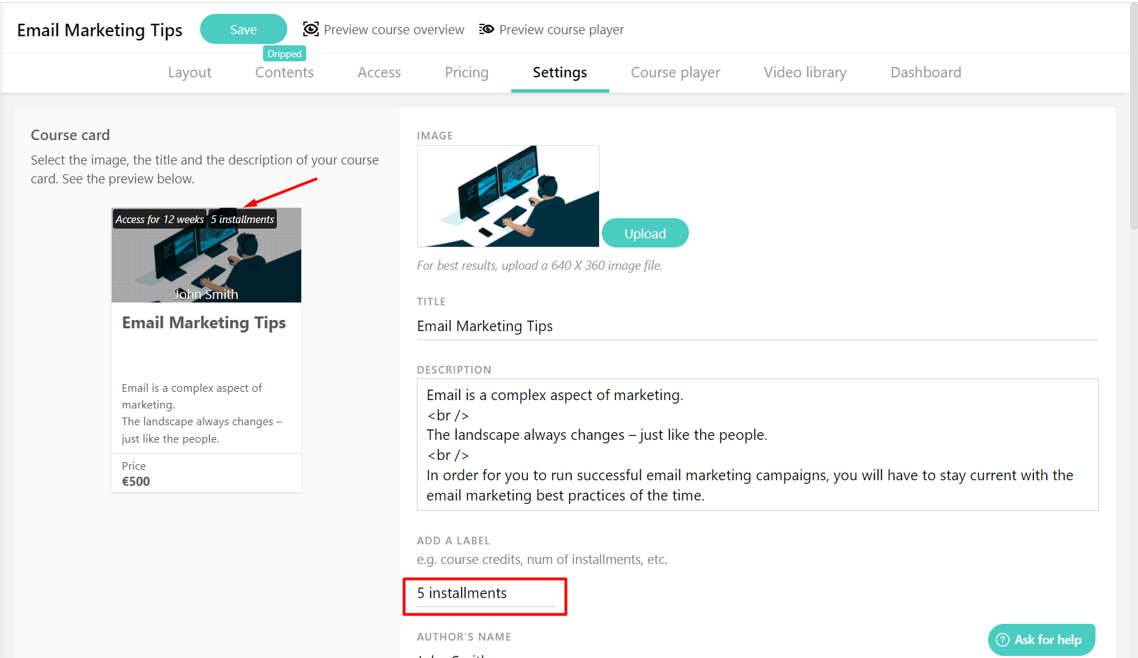 How to Edit the Preview Card of your Courses : LearnWorlds Help Center