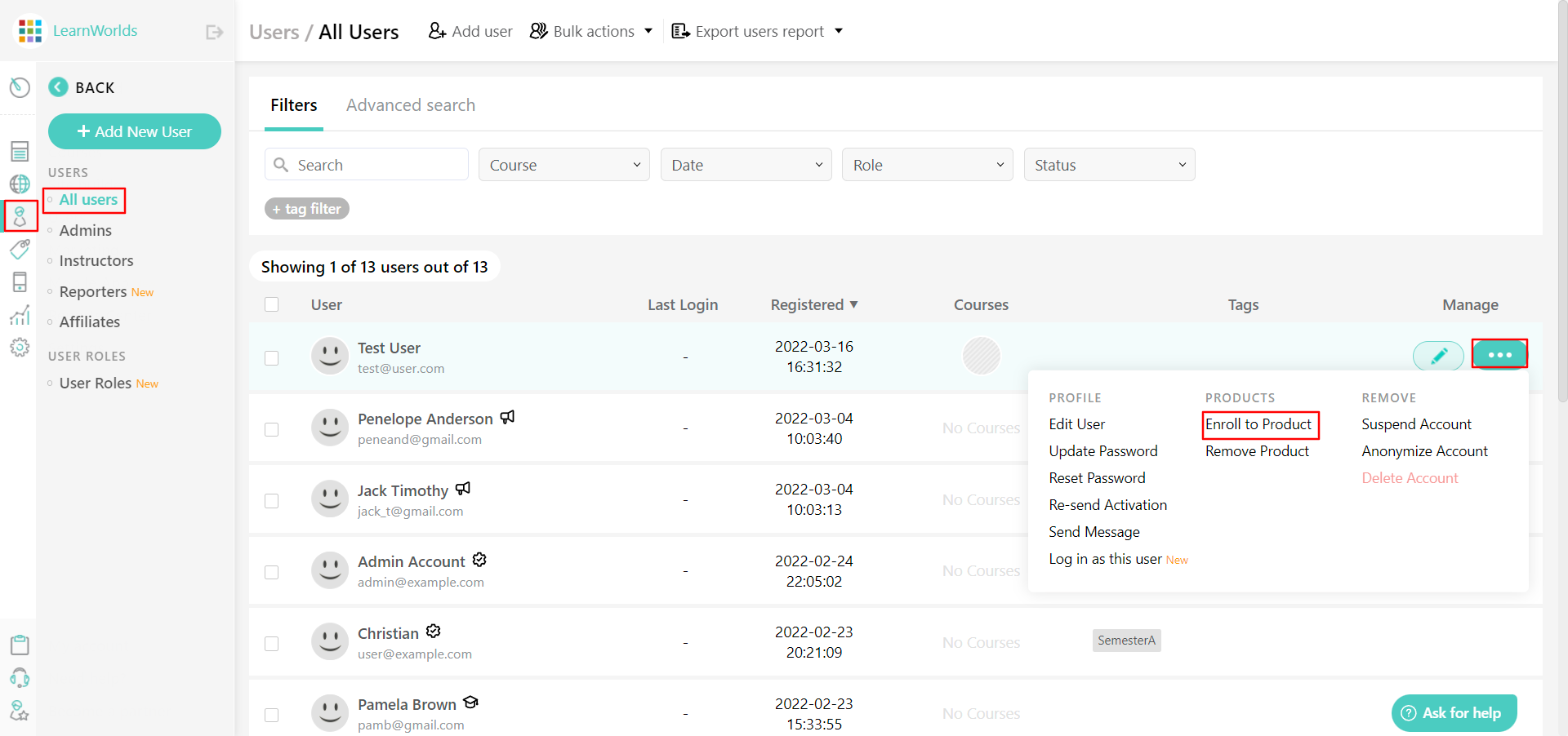 How to Manually Enroll a User in a Subscription Plan in LearnWorlds : LearnWorlds Help Center