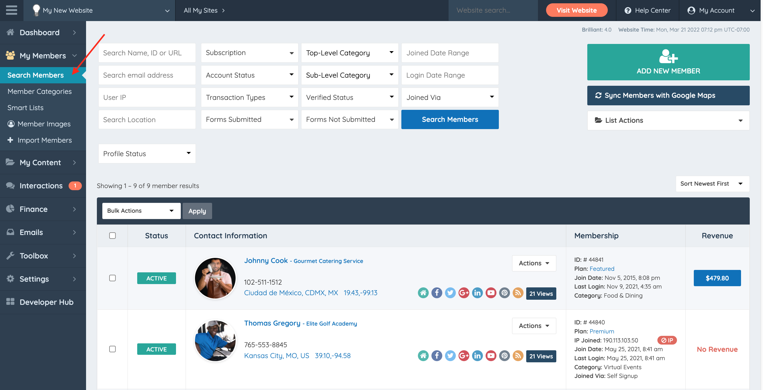 Brilliant Directories - My Members » Search Members Overview ...