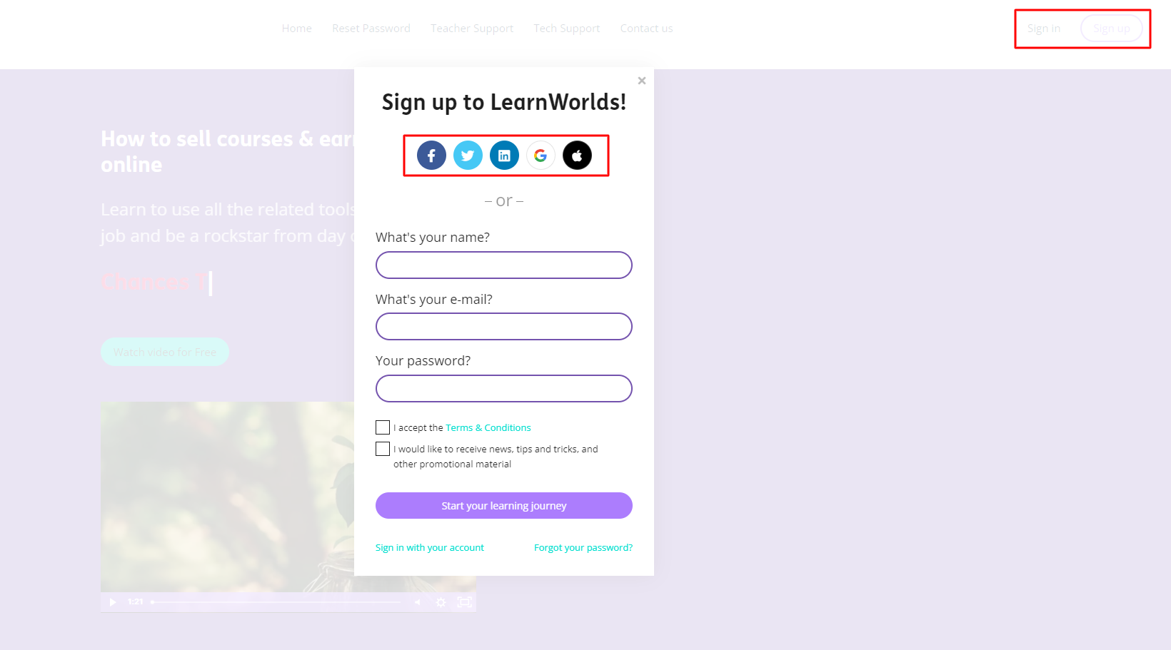User's Guide - How Can Users Create a New Account : LearnWorlds Help Center