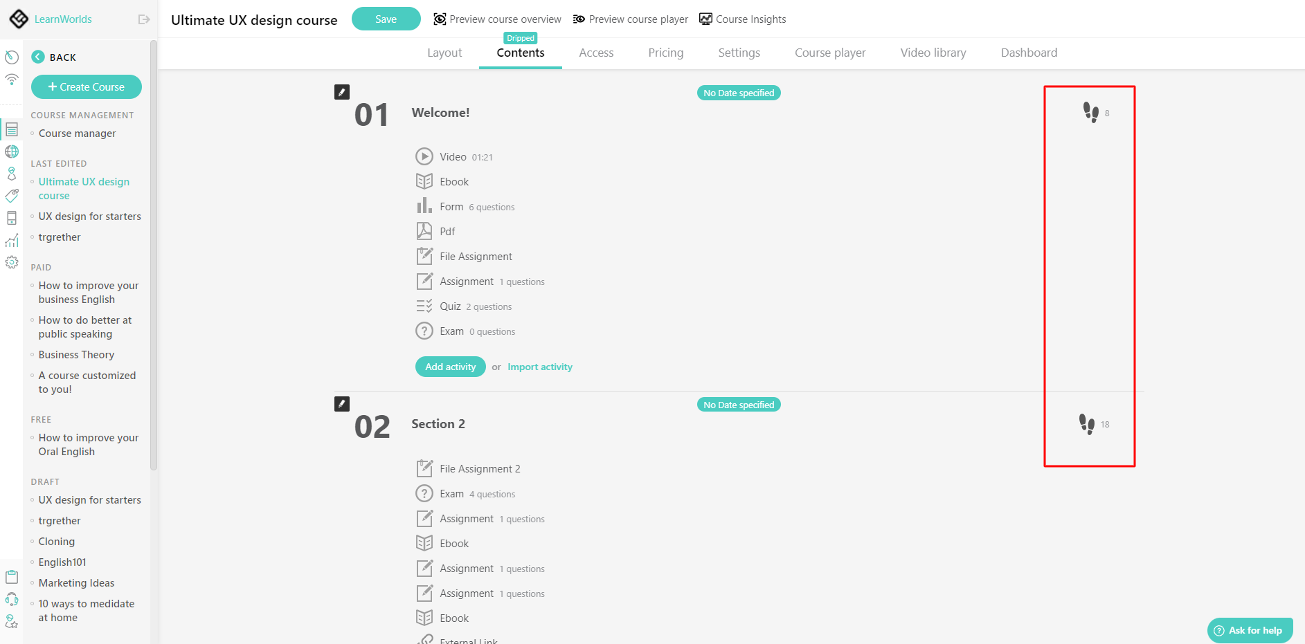 How to Customize the Course Layout Page - Course Contents Section ...
