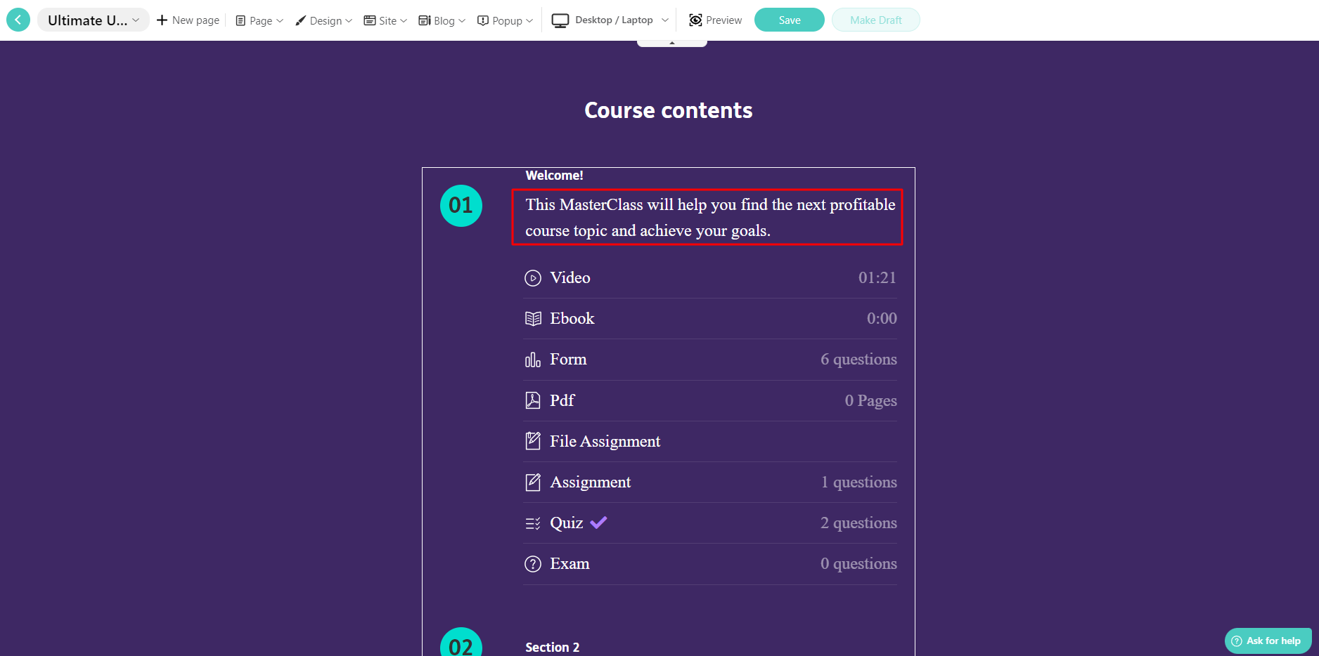 How to Customize the Course Layout Page - Course Contents Section ...