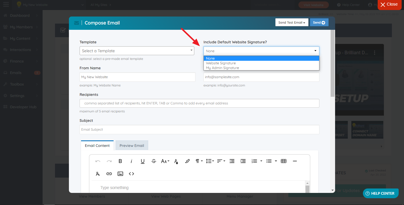 Emails » Compose Emails | Brilliant Directories Documentation | BD Support