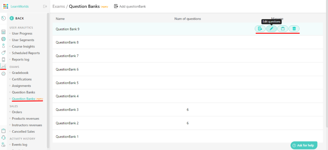 How to Store Questions in the Question Banks : LearnWorlds Help Center