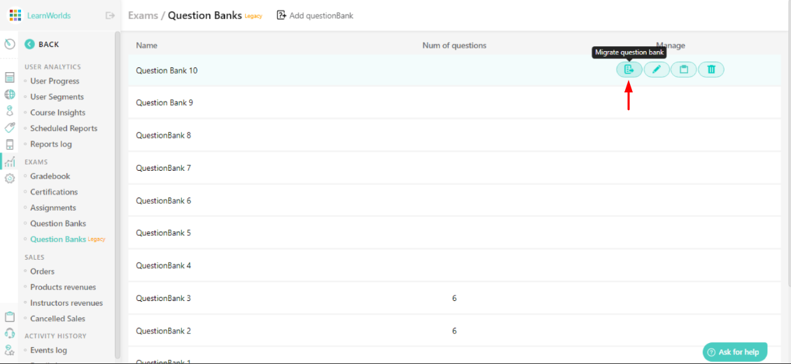 How to Store Questions in the Question Banks : LearnWorlds Help Center