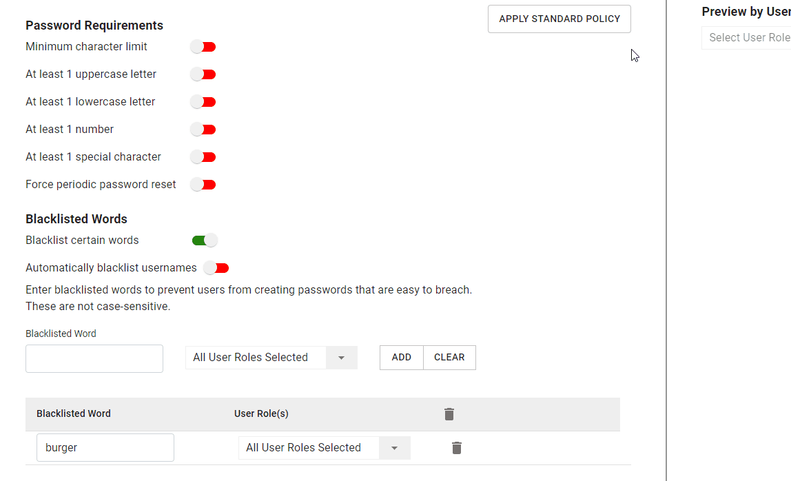 Reference Only - Legacy Password Policy : Support Center