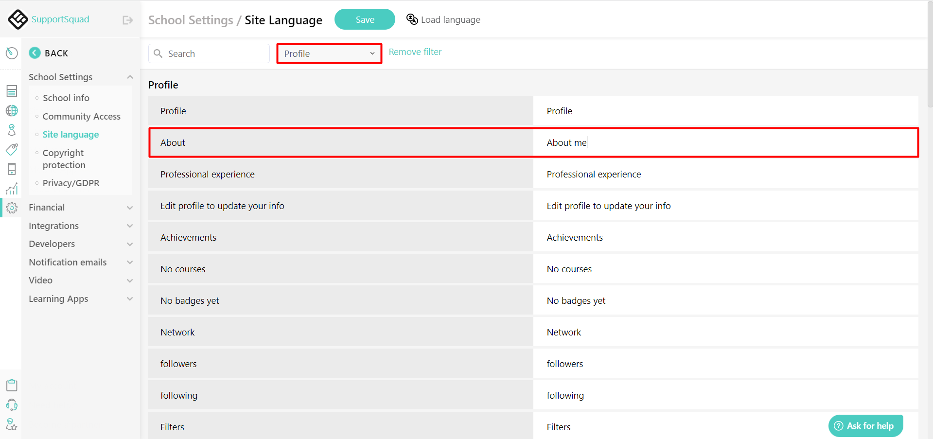 How to Edit the Site Language & Translate interface texts : LearnWorlds ...