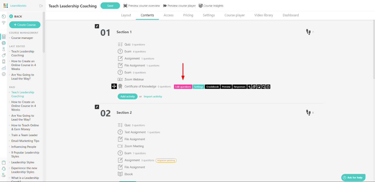 How to Create a Certificate of Knowledge : LearnWorlds Help Center