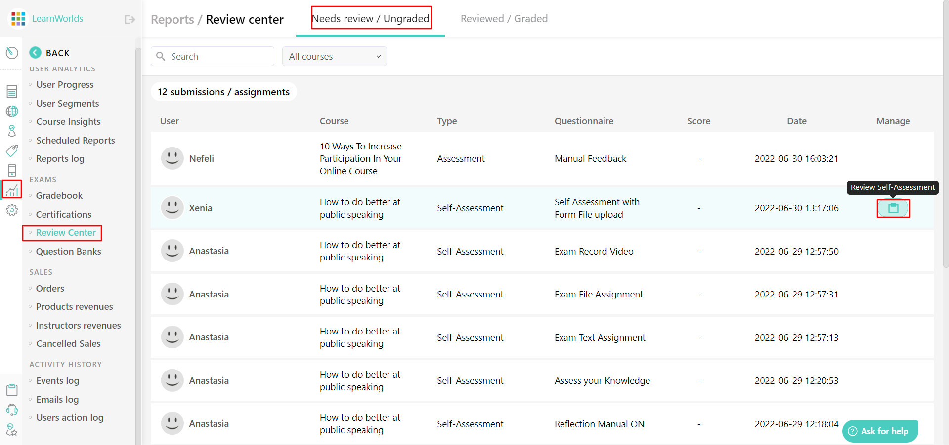 How to Grade Assessments or Provide Feedback (Review Center ...