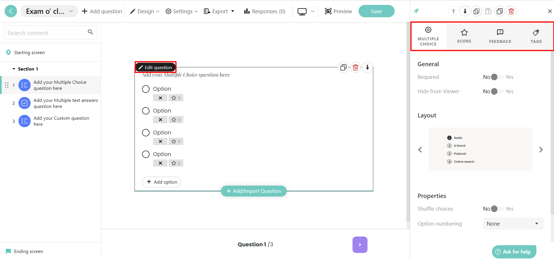 How to Add and Customize the Assessment questions : LearnWorlds Help Center