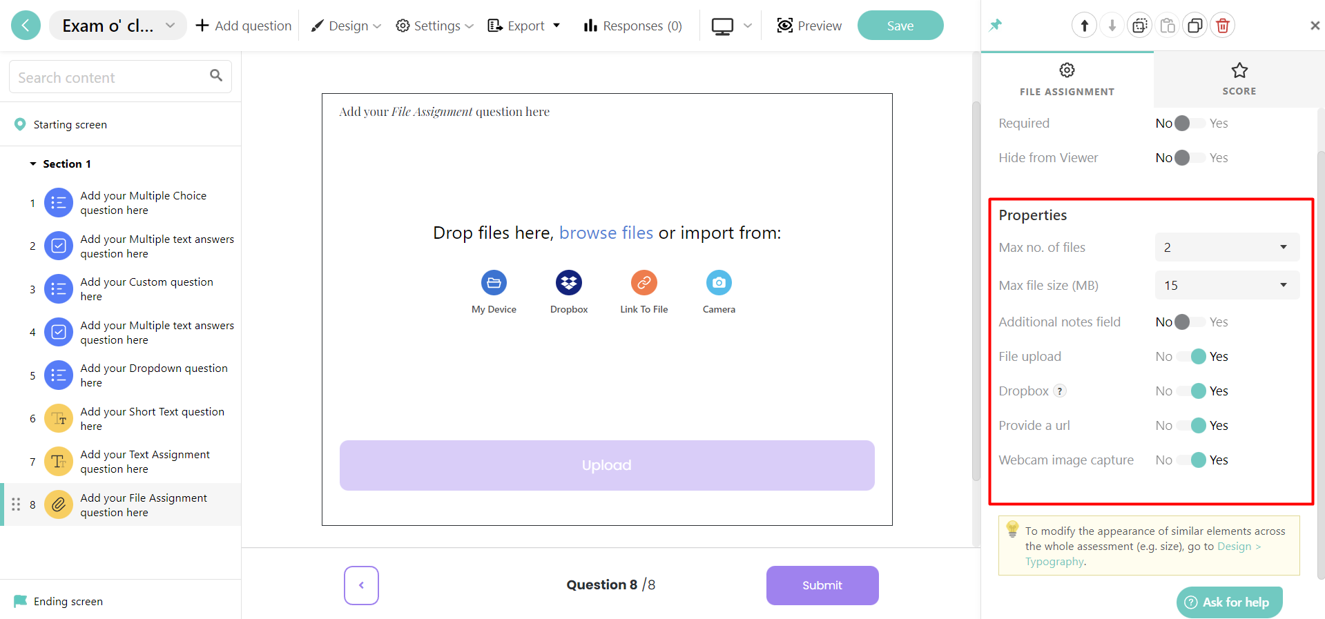 How to Add and Customize the Assessment questions : LearnWorlds Help Center