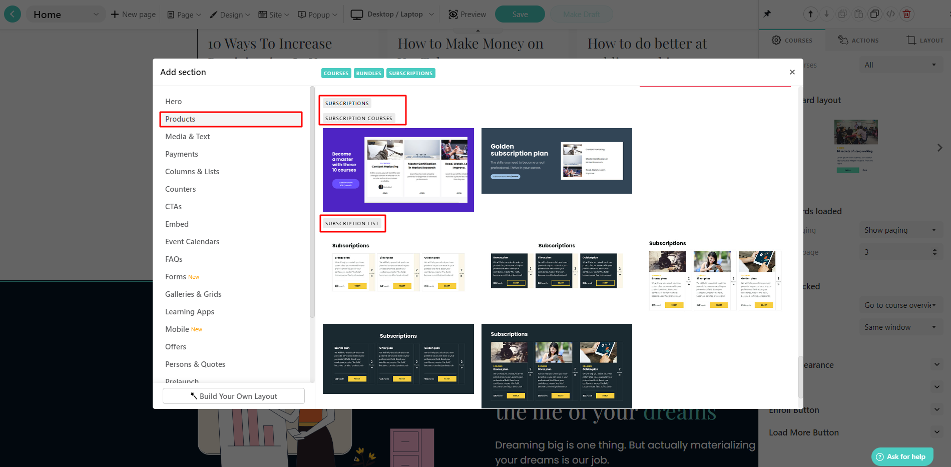 How to Customize the Courses Page - Courses Sections : LearnWorlds Help ...