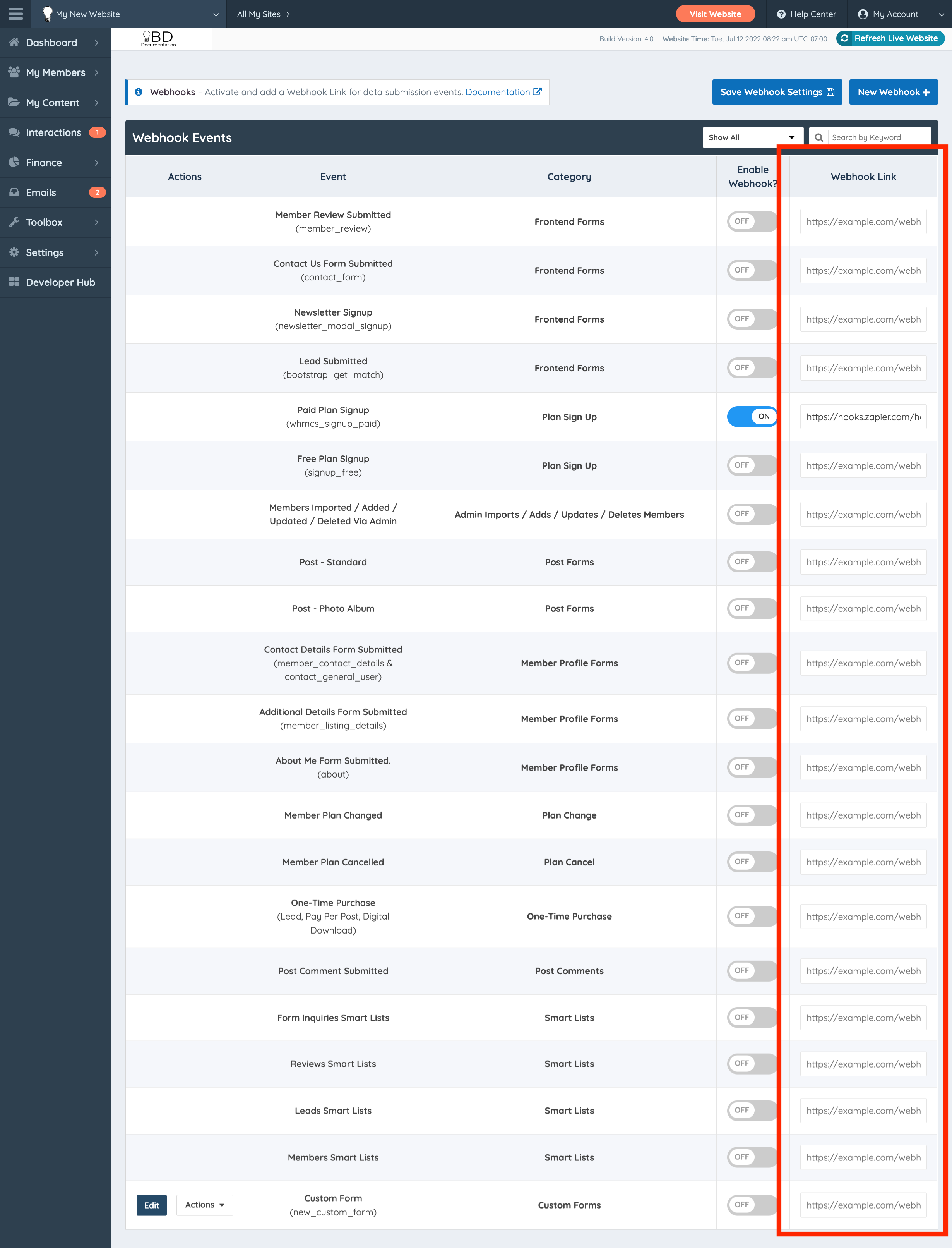 Brilliant Directories - Developer Hub - Webhooks - Brilliant Directories Documentation