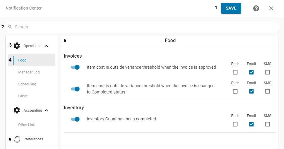 Notifications: Notification Center : Support Center