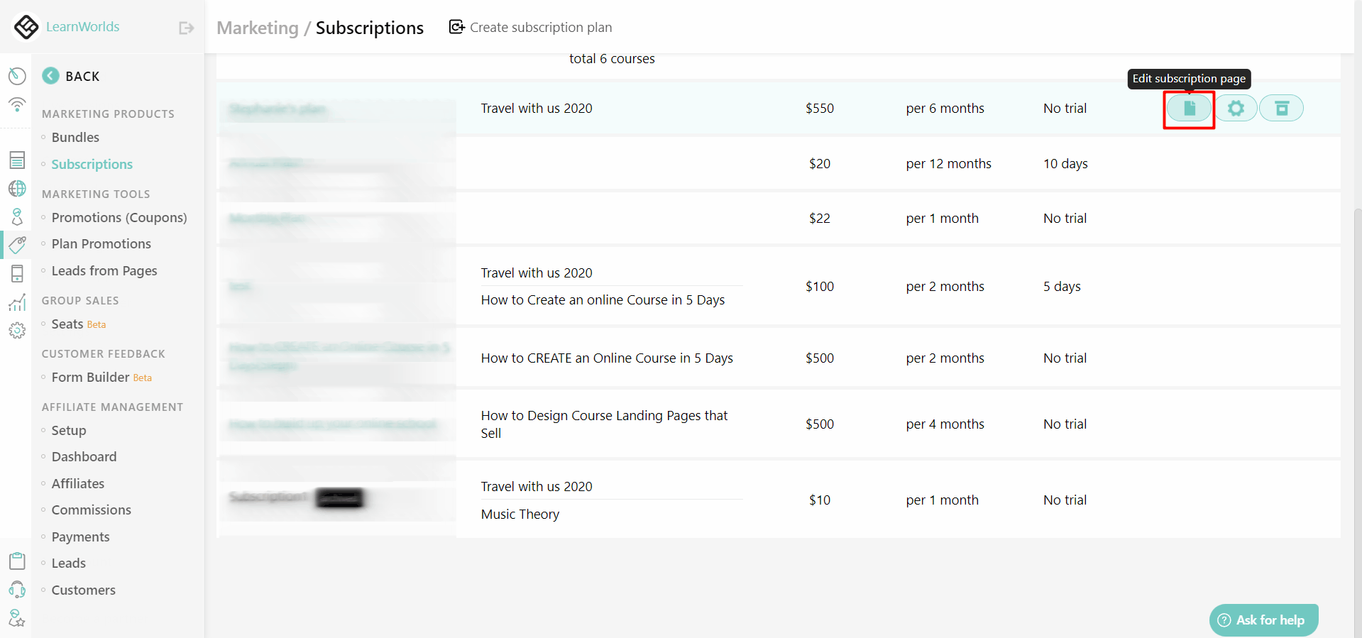 How to Create Subscription Plans : LearnWorlds Help Center