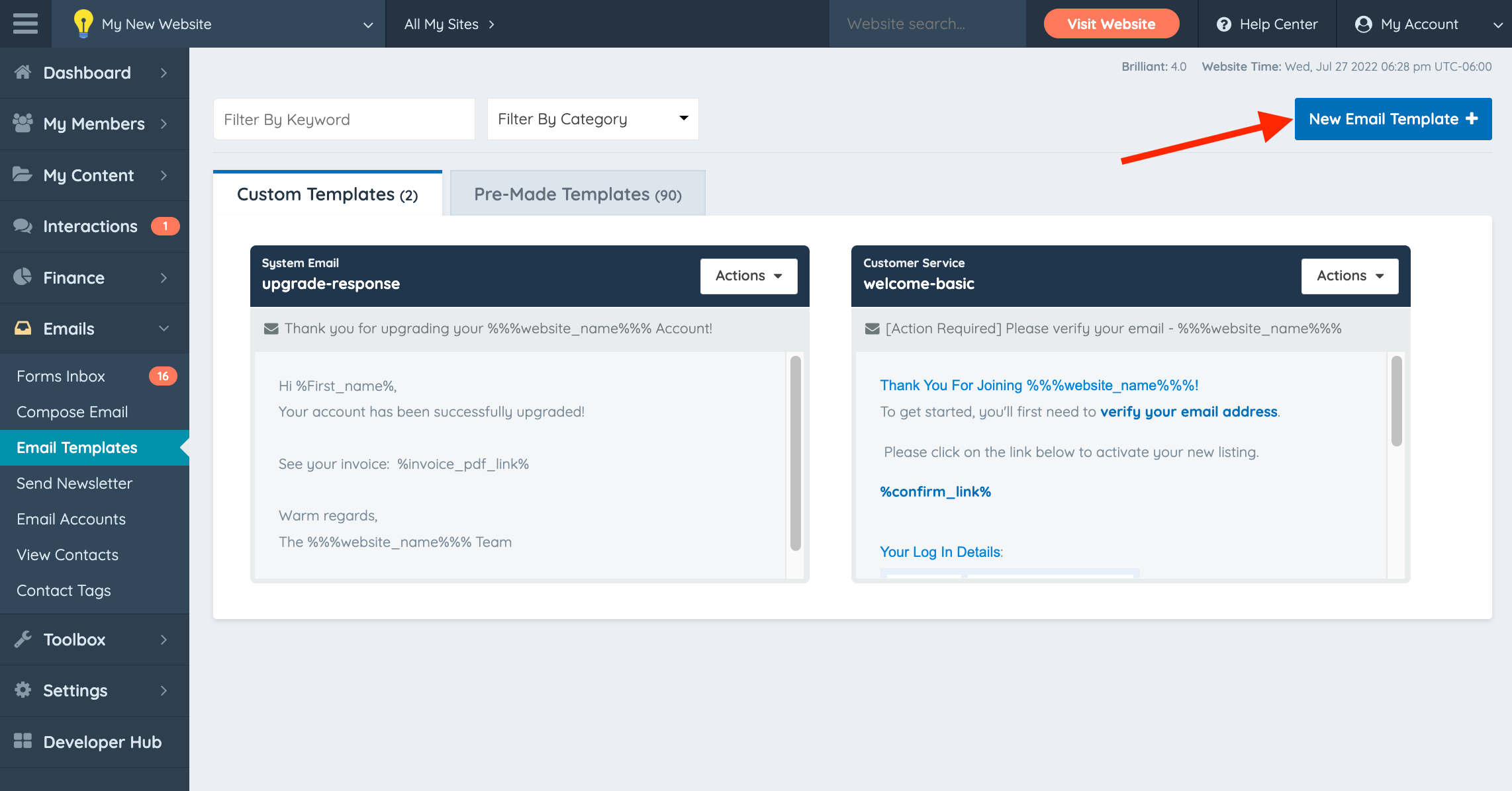 Brilliant Directories - Emails » Email Templates » New Email Template ...