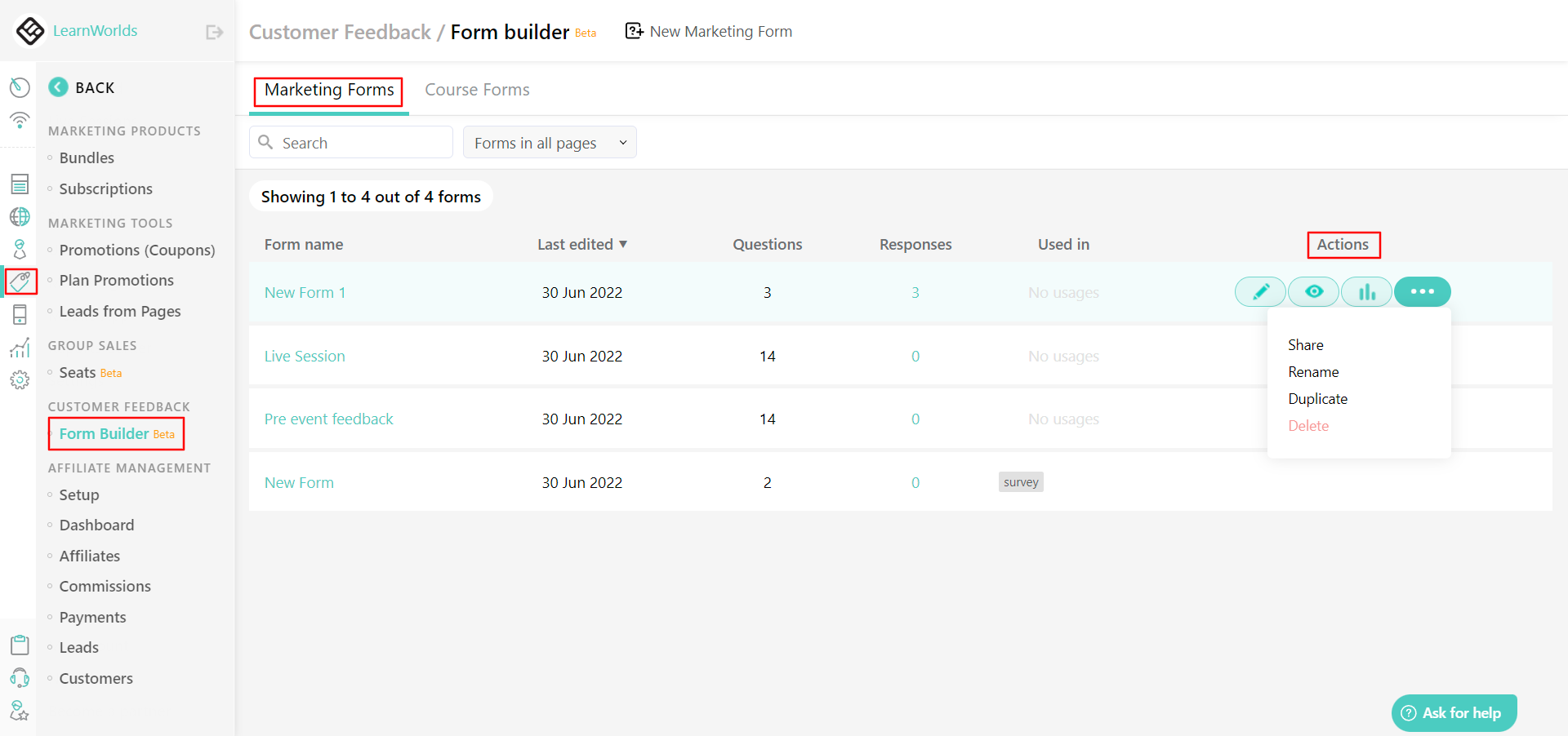 How to Create Marketing Forms : LearnWorlds Help Center