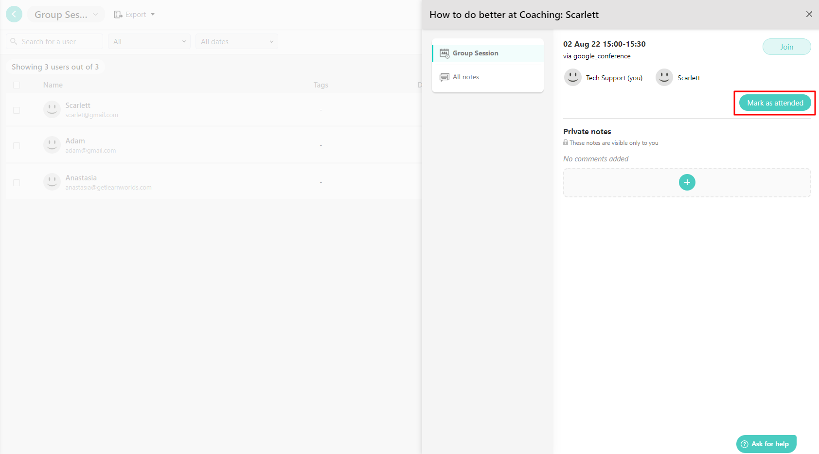How to Create a Group Session Learning Activity : LearnWorlds Help Center