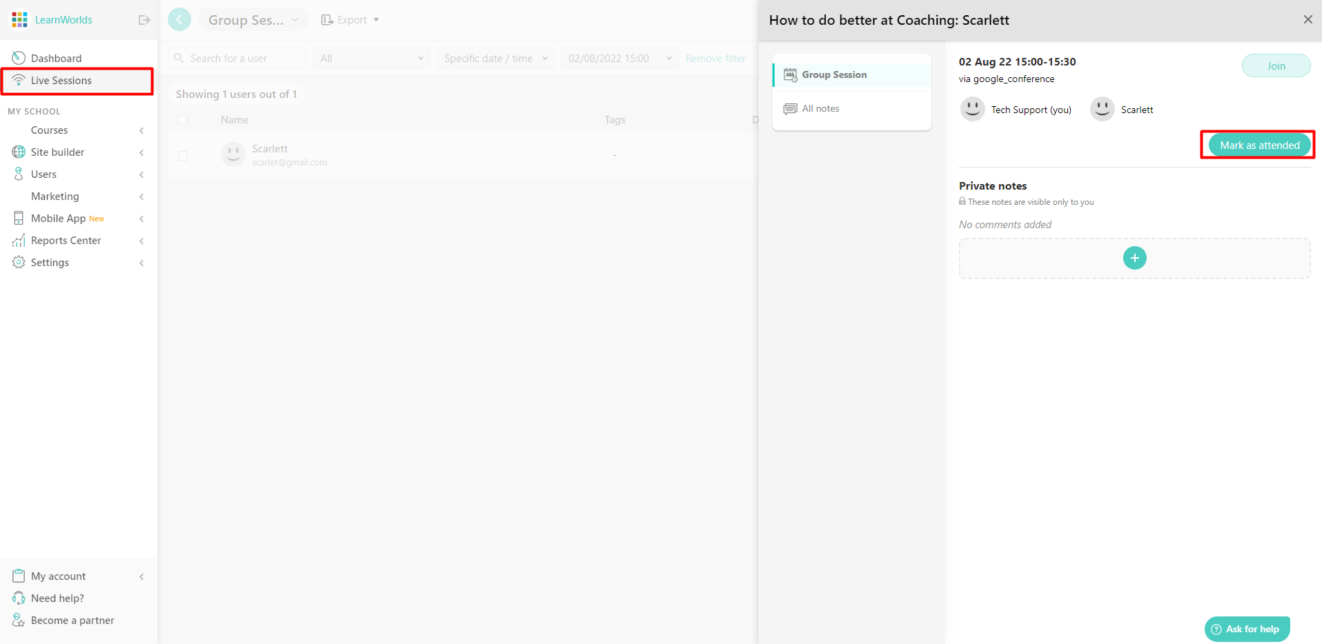 How to Create a Group Session Learning Activity : LearnWorlds Help Center