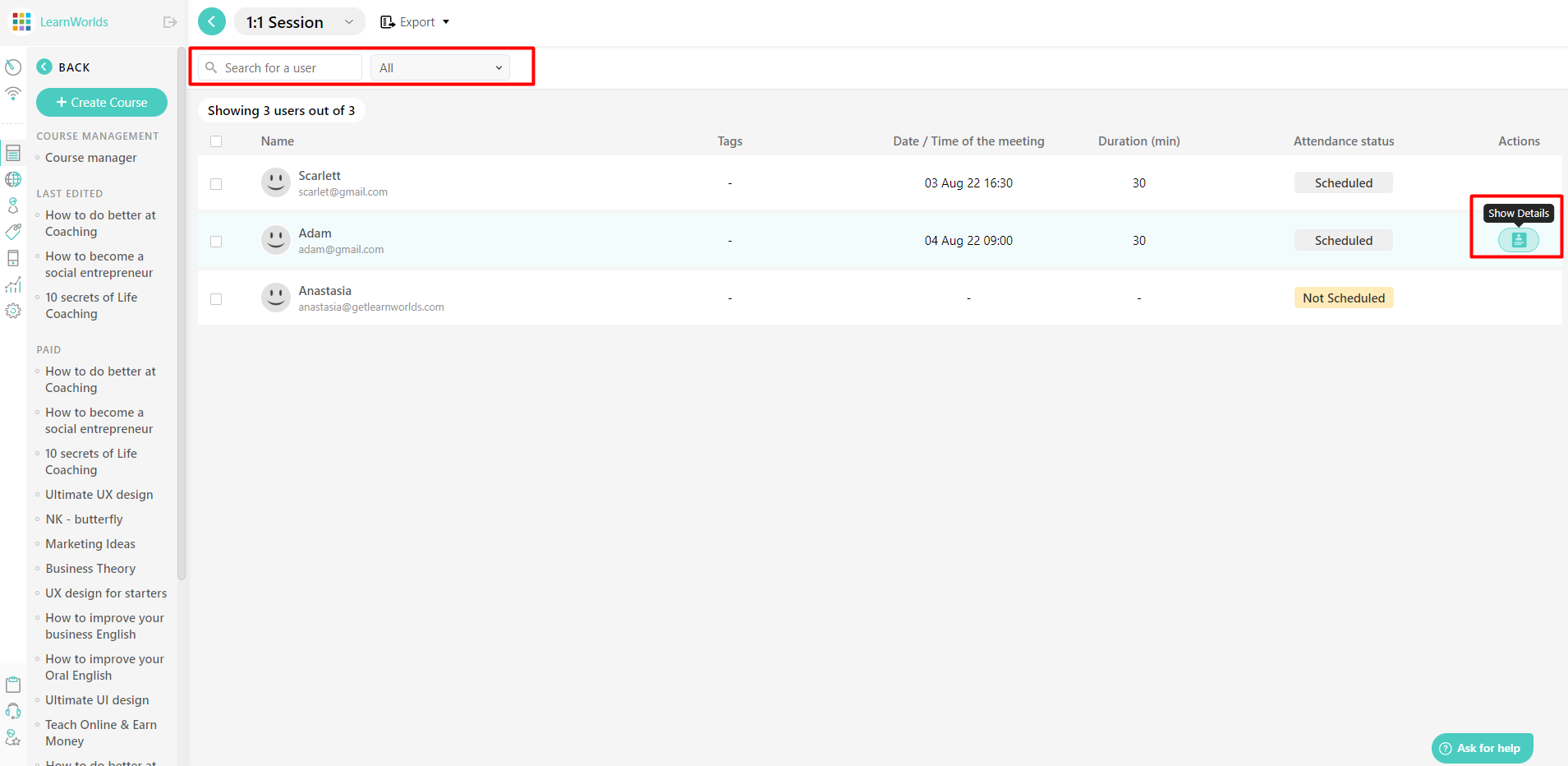 How to Create a 1:1 Session Learning Activity : LearnWorlds Help Center