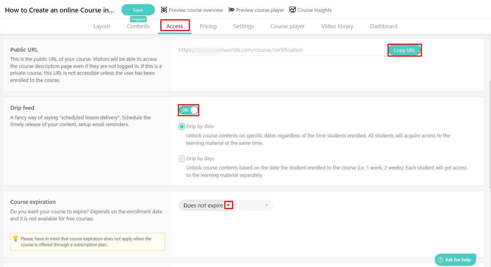 How to Edit the Access of your Courses : LearnWorlds Help Center