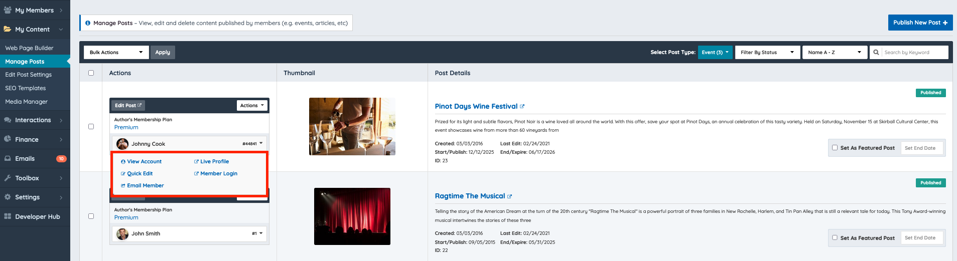Content » Manage Posts | Brilliant Directories Documentation | BD Support
