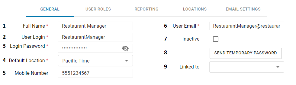 User Record: General Tab : Support Center