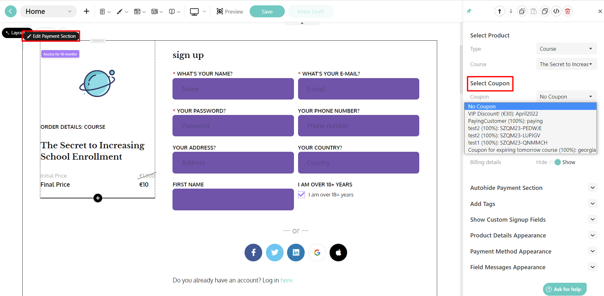 How to Give Access to a Payment Page with an Already Applied Coupon ...