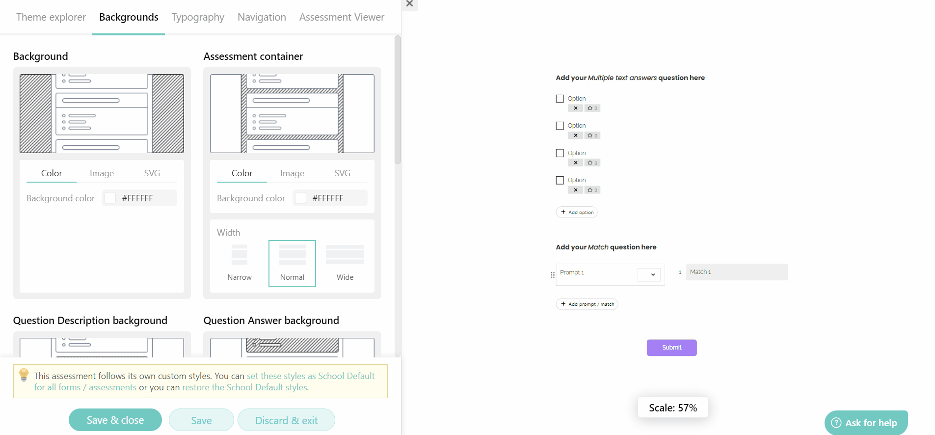 How to Customize the Design of your Assessments : LearnWorlds Help Center