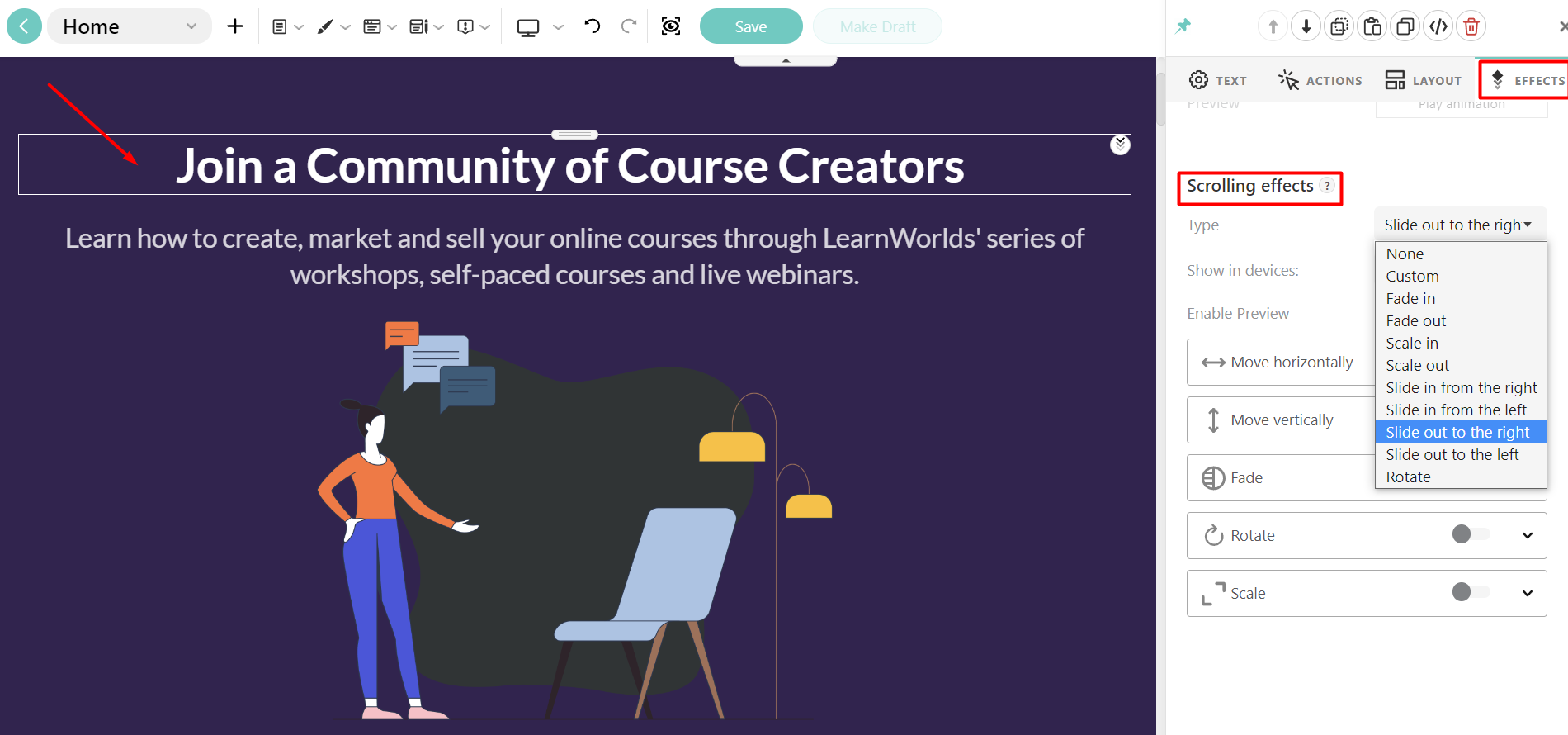 How to Add Scrolling Effects to your Pages’ Elements : LearnWorlds Help ...