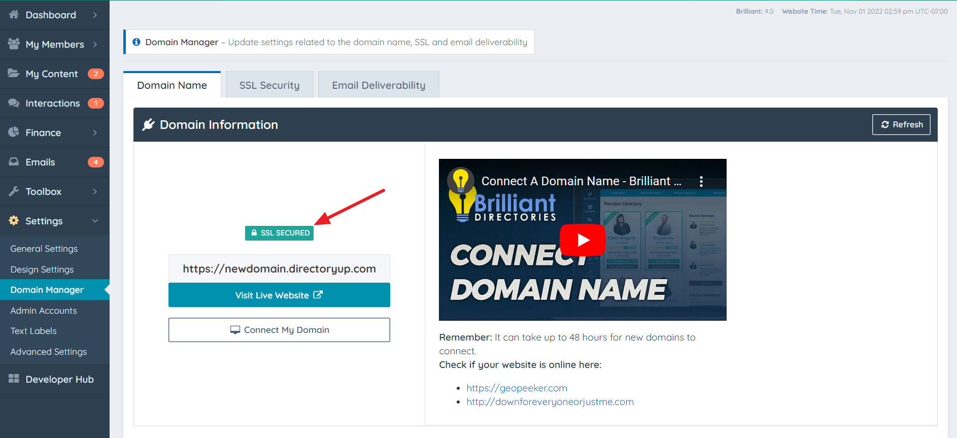 Brilliant Directories - Settings » Domain Manager - Brilliant Directories Documentation