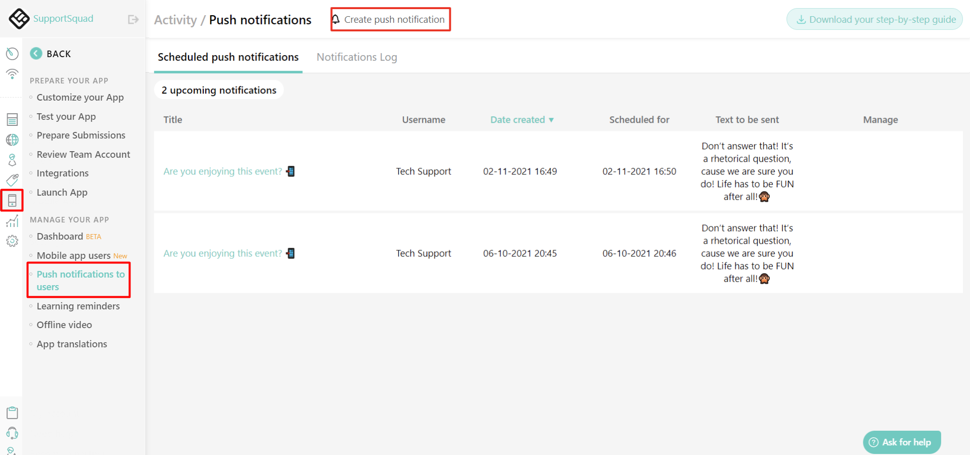 How to Manage your App's Push Notifications : LearnWorlds Help Center