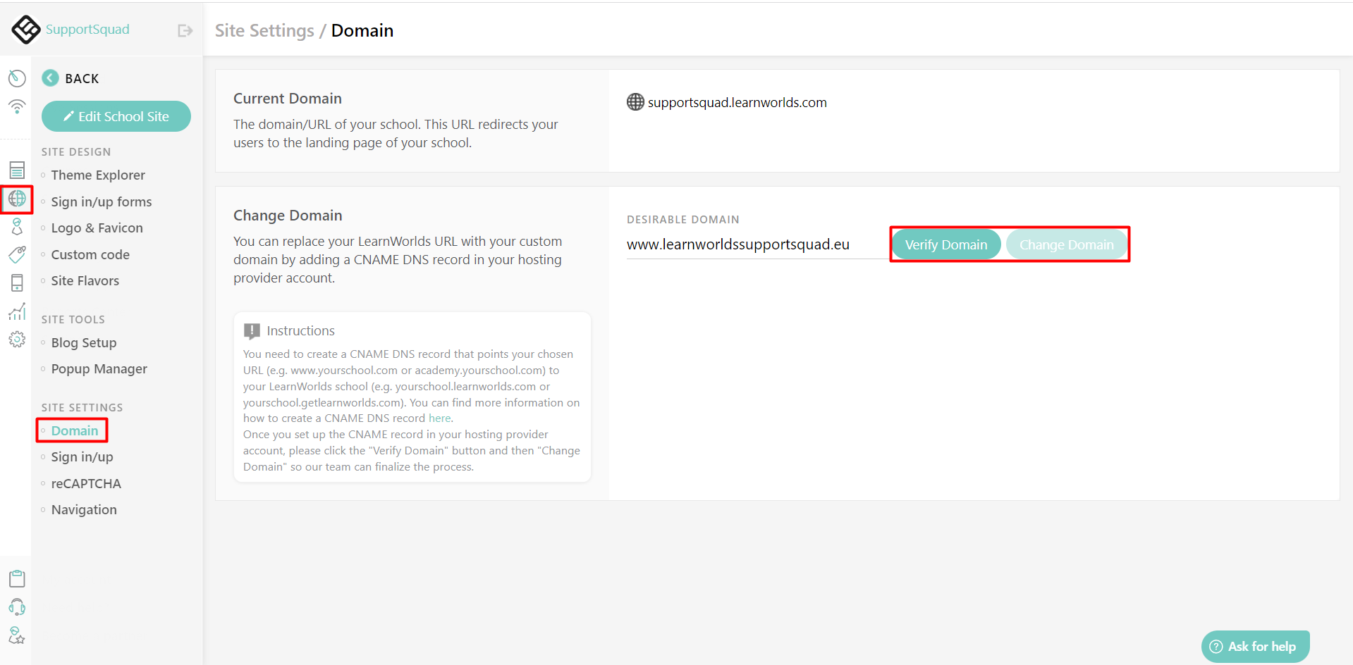 How to Set up your Custom Domain in Google Domains : LearnWorlds Help Center