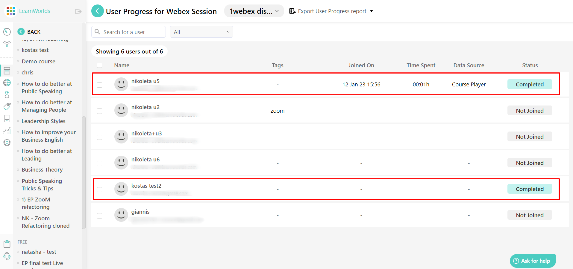 How to Track the User Progress for Zoom/Webex Live Sessions ...