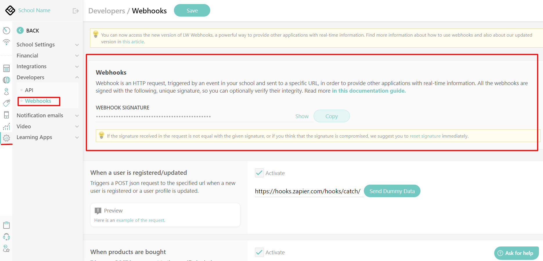 How to use Webhooks : LearnWorlds Help Center