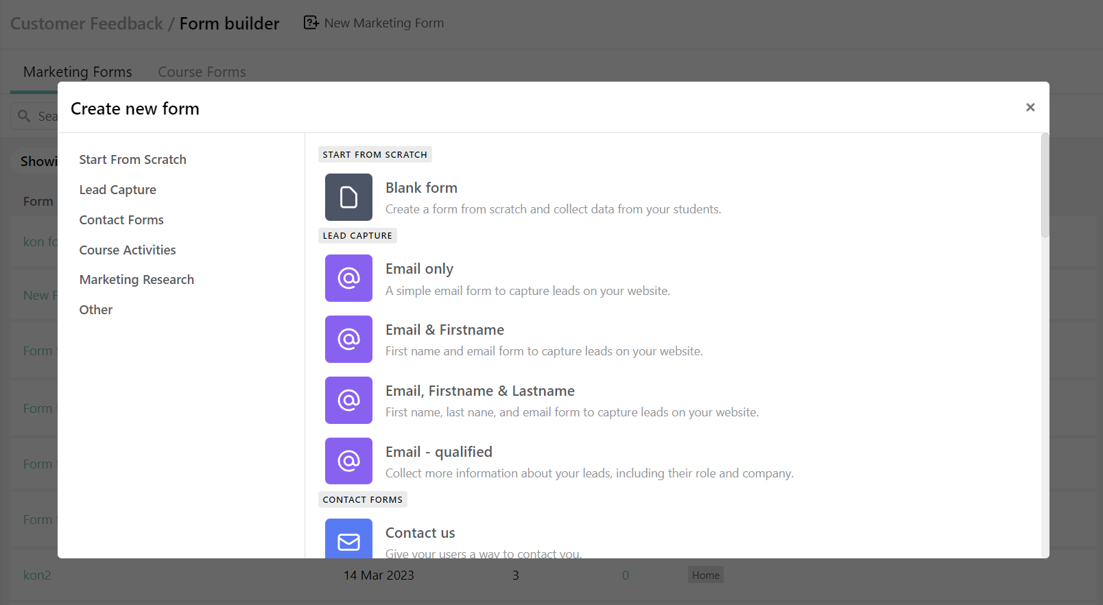 How to Create Marketing Forms : LearnWorlds Help Center