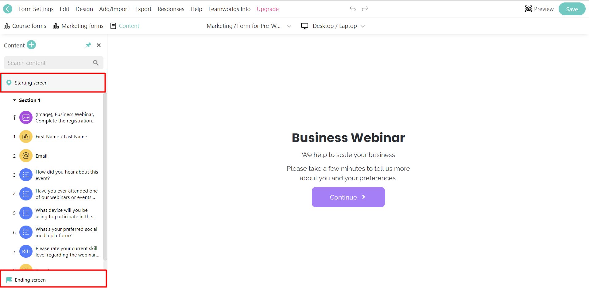 How to Create Marketing Forms : LearnWorlds Help Center