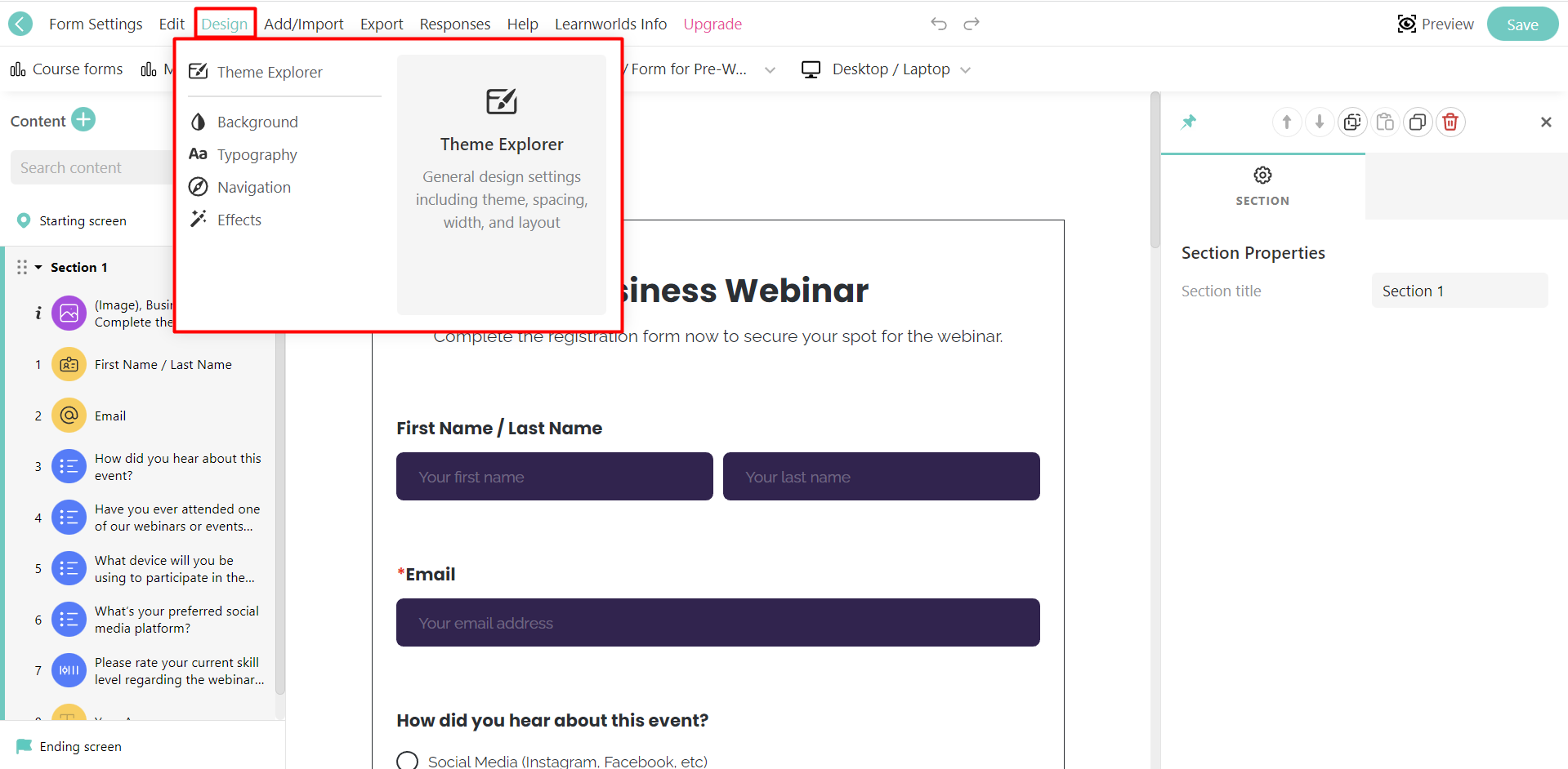 How to Create Marketing Forms : LearnWorlds Help Center