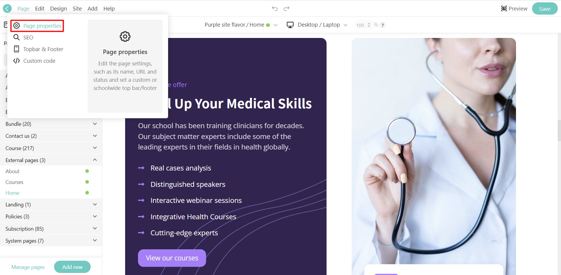 How to Manage your Page Properties : LearnWorlds Help Center