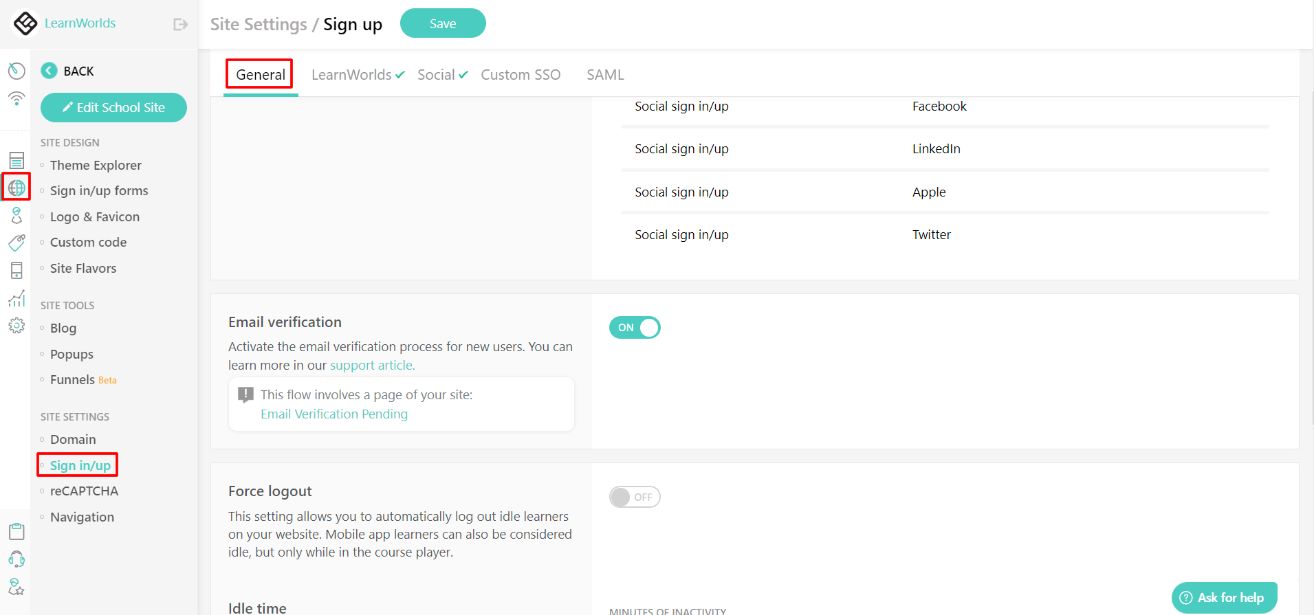 How to Enable Email Address Verification for New Users : LearnWorlds Help Center