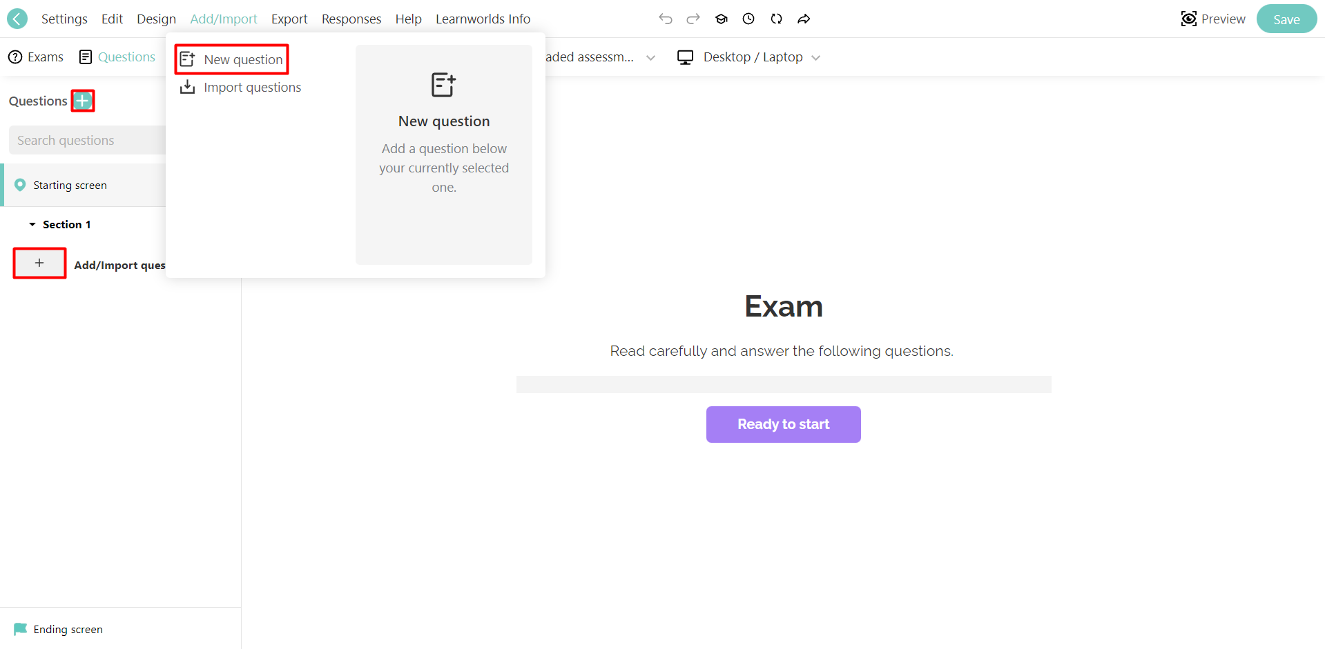 How to Create an Exam (Graded Assessment) : LearnWorlds Help Center