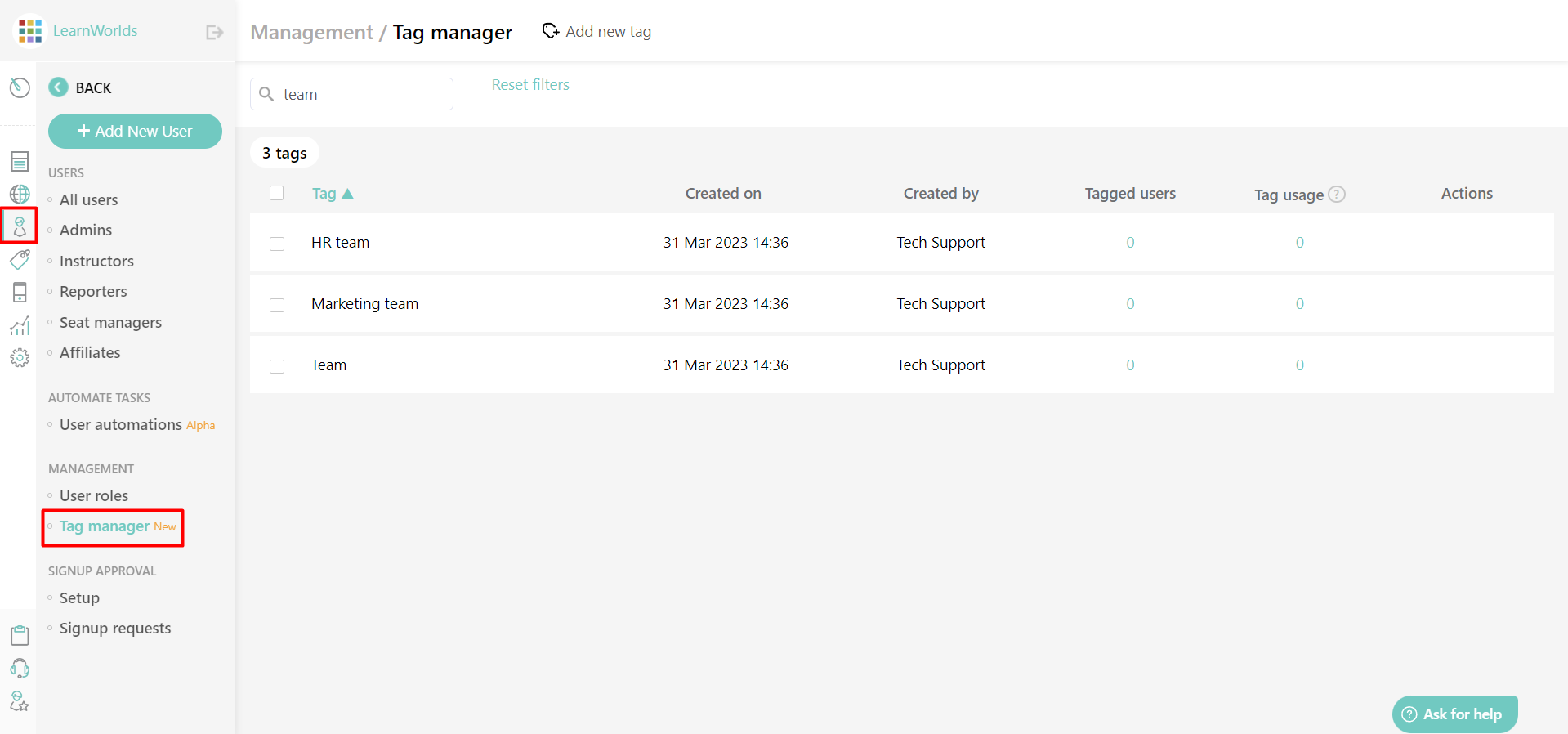 How to Create and Use Tags : LearnWorlds Help Center