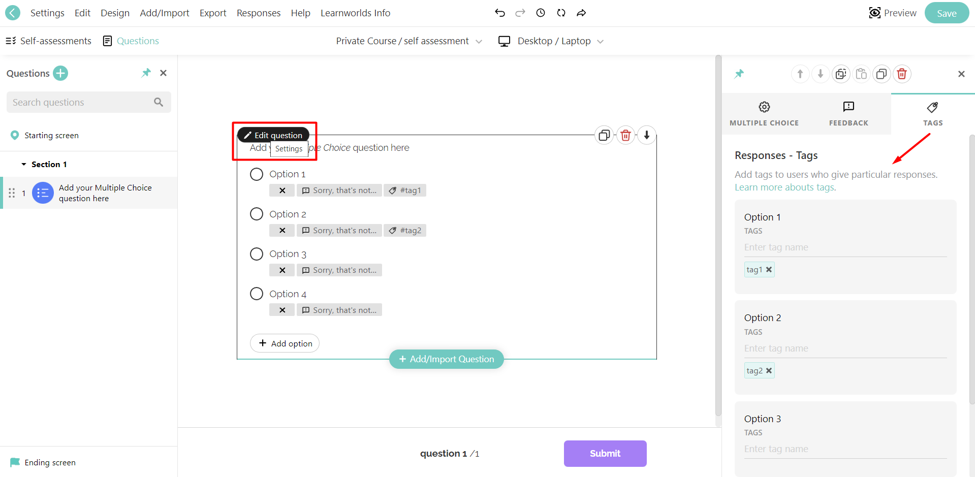 How to Create a Self-Assessment (Non-Graded) : LearnWorlds Help Center