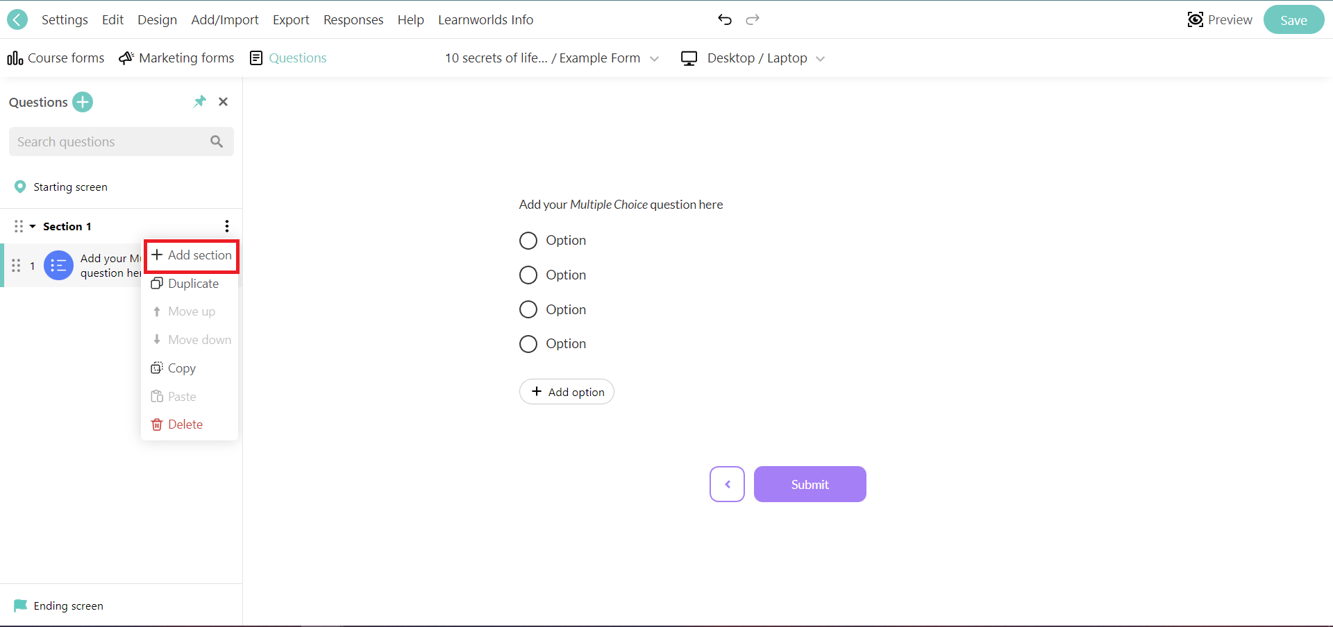 How to Create a Form Learning Activity : LearnWorlds Help Center