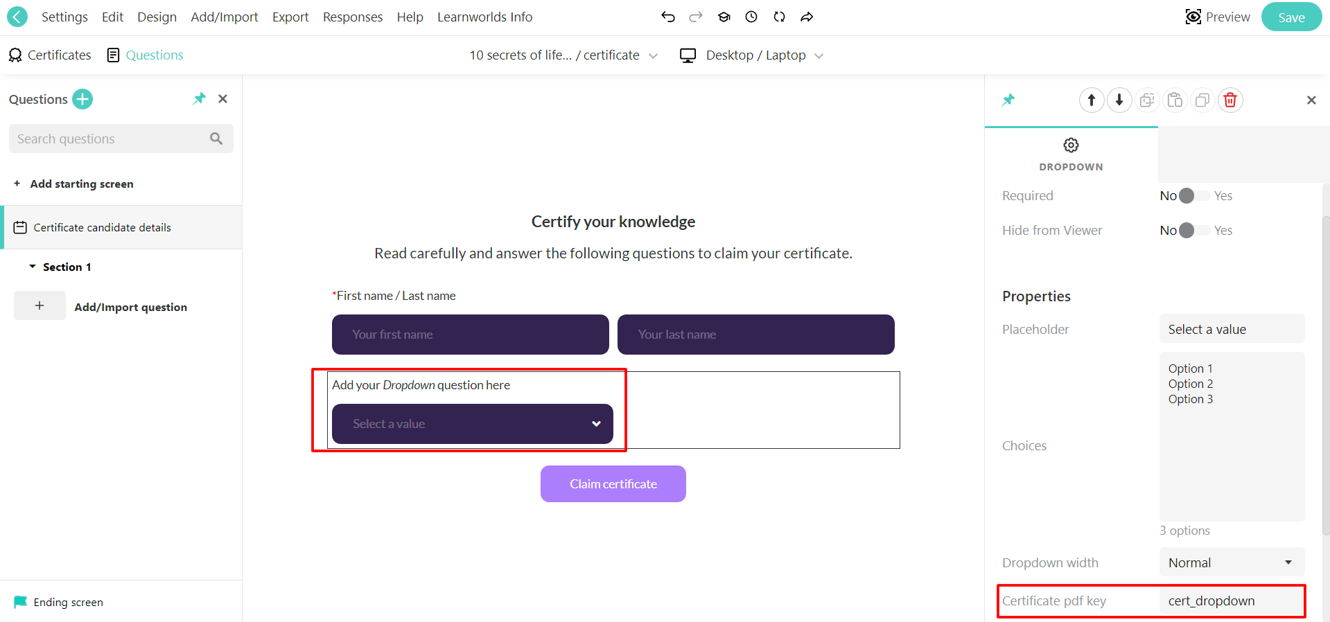 How to Create a Certificate of Knowledge : LearnWorlds Help Center
