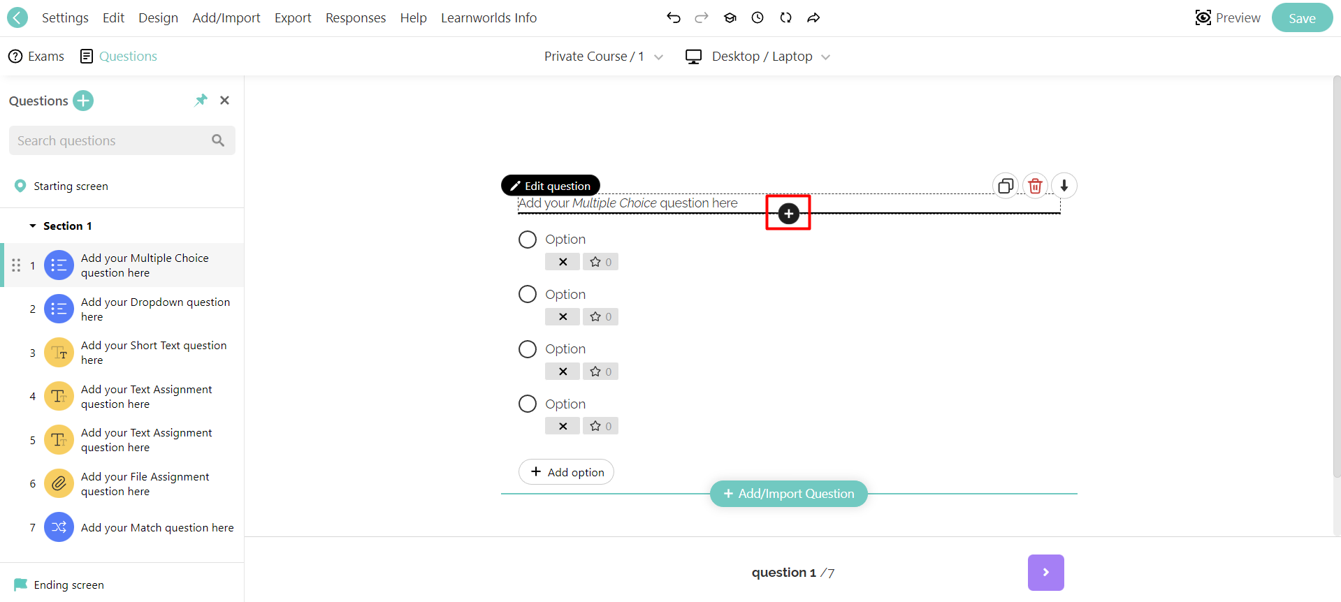 How to Add and Customize the Assessment questions : LearnWorlds Help Center